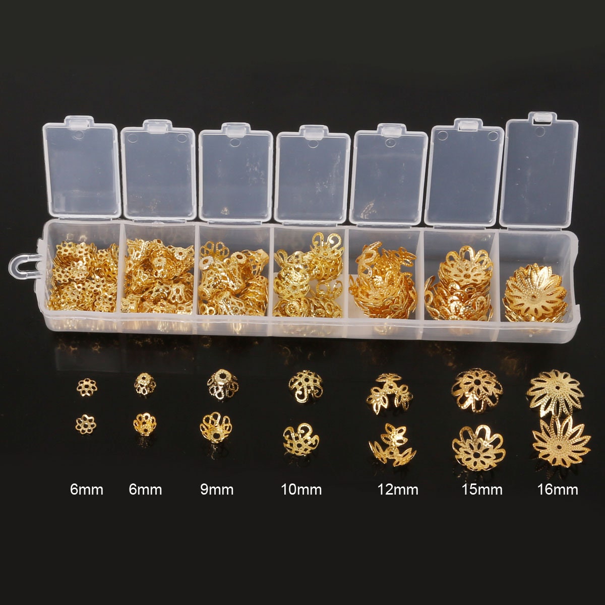 400pcs Filigree Bead Caps Kit, Filigree Bead Caps Set, Gold Filigree ...