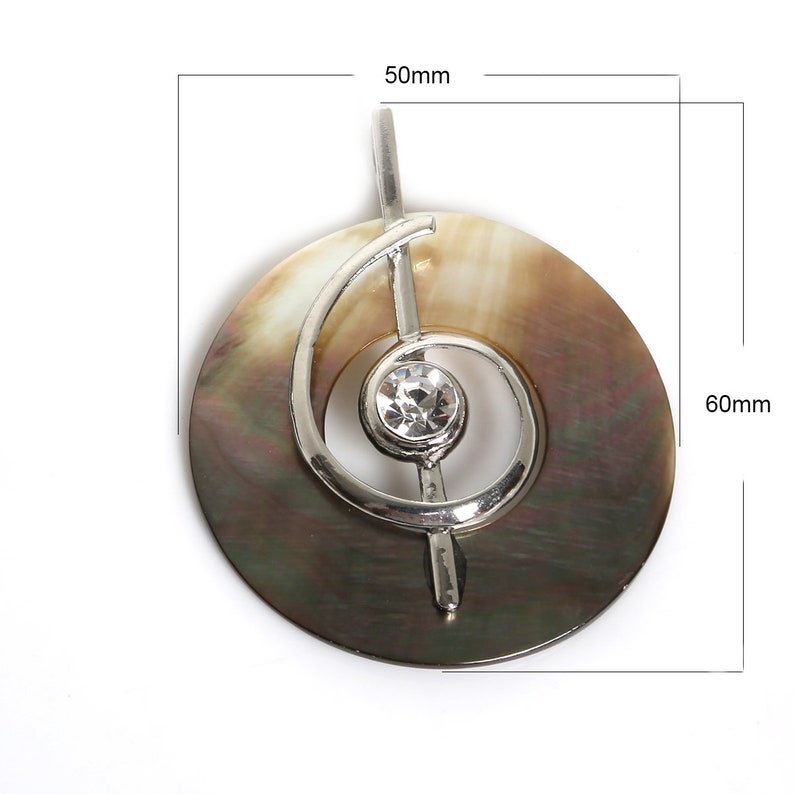 Music Symbol Shape Charms Pendant, Crystal Natural Round Mother of ...