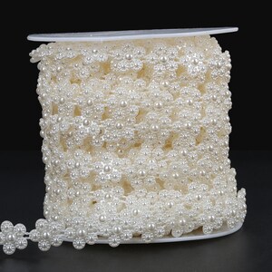 Pearl Trim Ivory Flower Chain, String of Pearls, Strand of Pearls, Faux ...