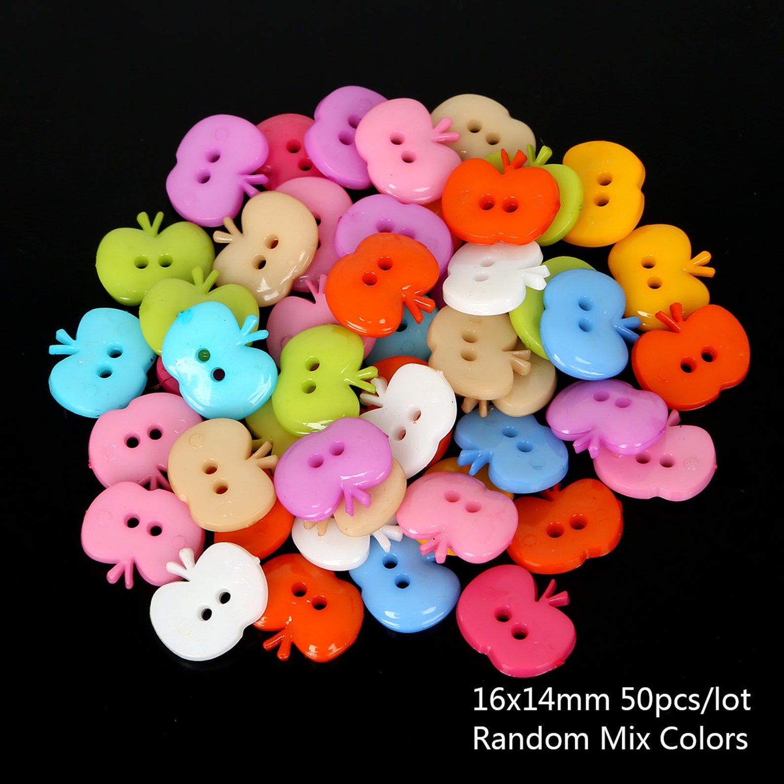 50pcs Mixed Apple Buttons 16x14mm / Rainbow Apple 2 Holes | Etsy