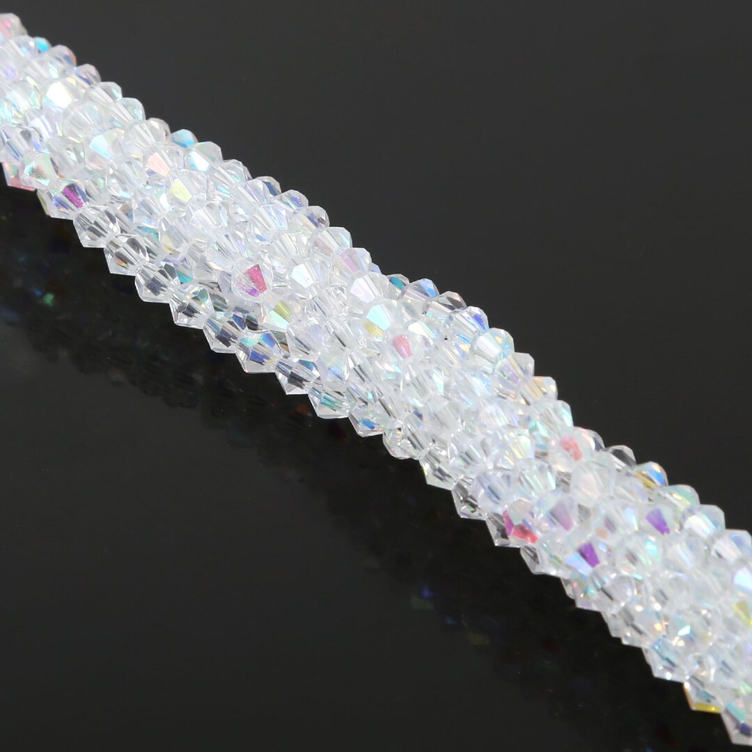AB White Glass Crystal Bicone Beads, Diamond Cut Faceted Spinel Beads ...