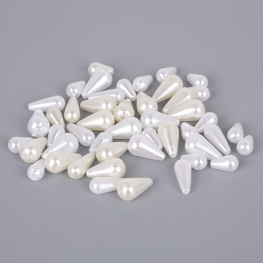3 SIZES White Teardrop Pearl Beads, Ivory Teardrop Beads, Faux Pearl ...