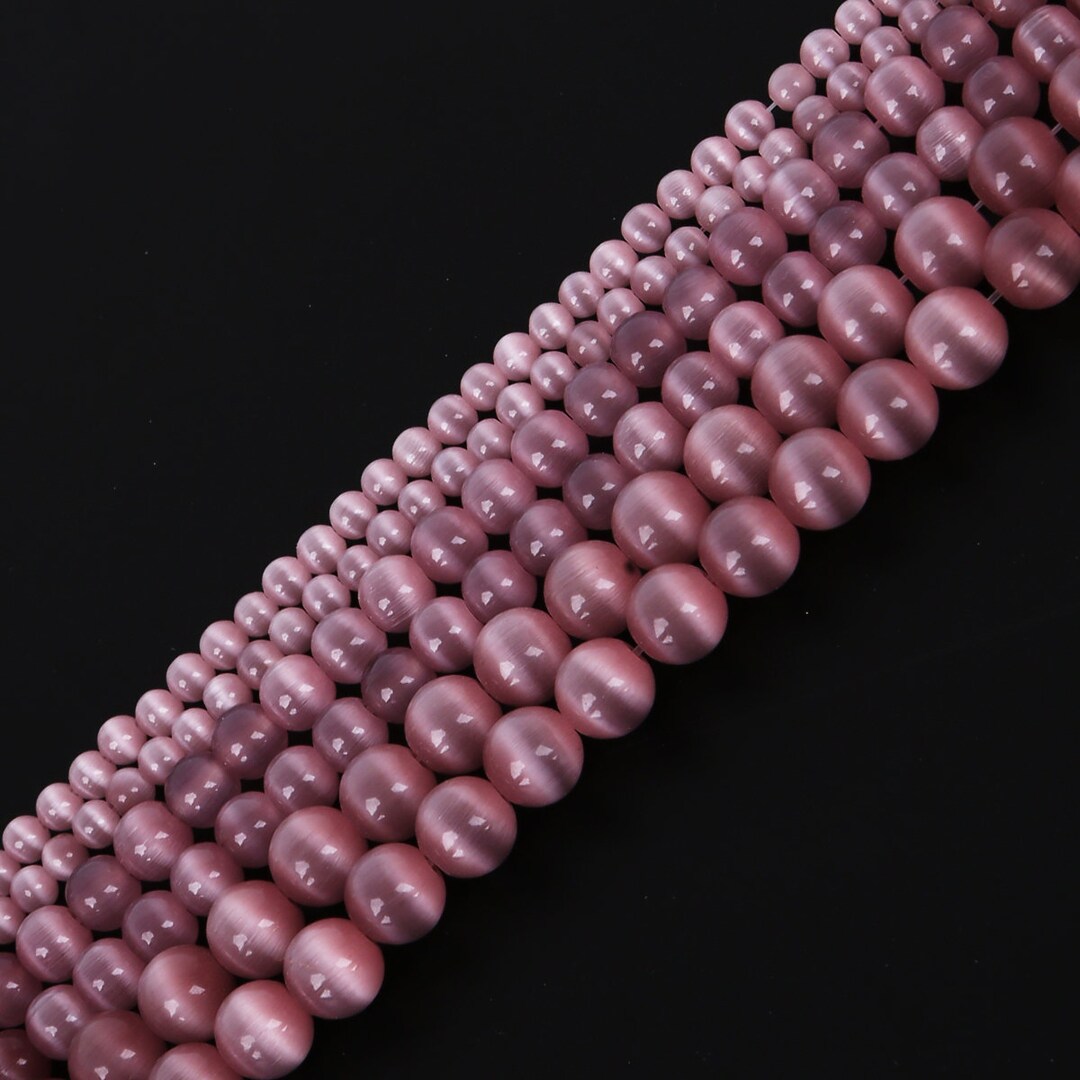 Violet Purple Cat Eye Beads 4mm 6mm 8mm Loose Gemstone Round 15.5" Full ...