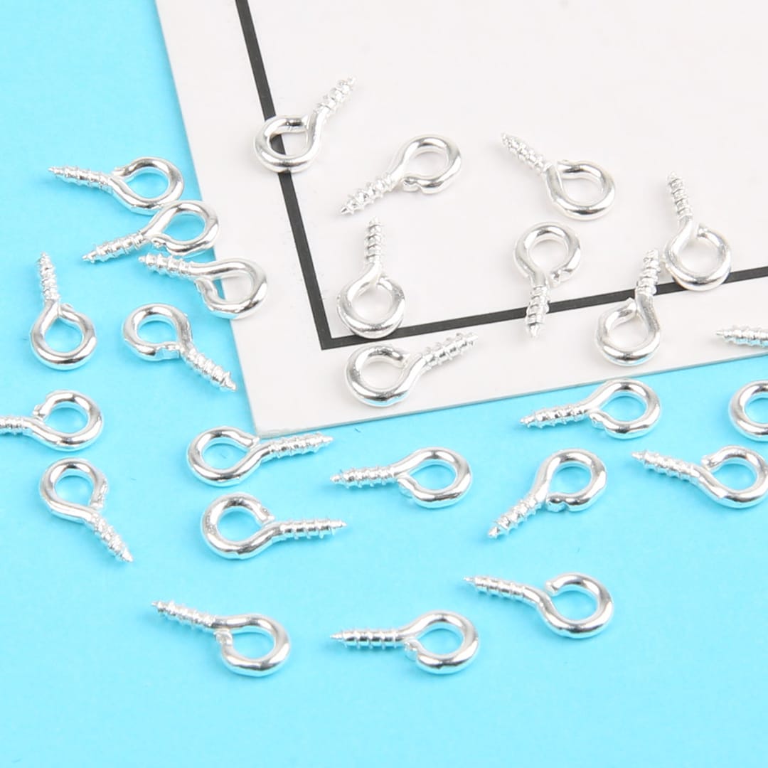200 Pieces Silver Tiny Eye Screws for Pendants - Screw Eye Bails - Eye ...