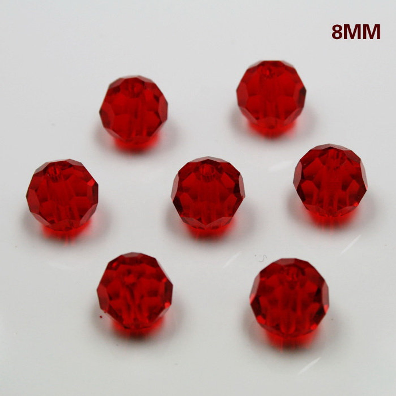 20pcs Ruby Red 8mm Crystal Glass Faceted Round Beads 32 - Etsy