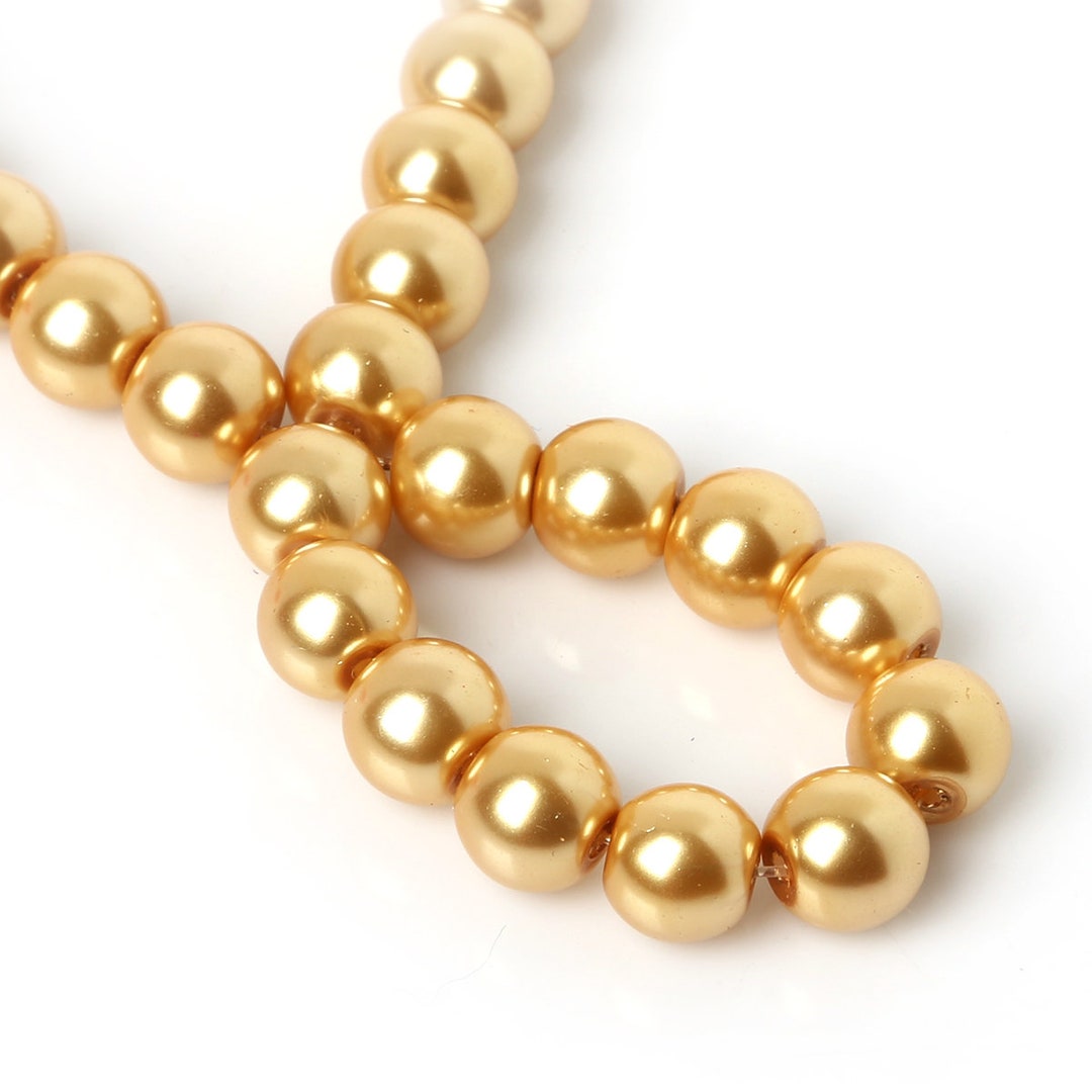 Gold Glass Pearl Crystal Beads - Gold Pearl Beads - Gold Crystal Beads ...