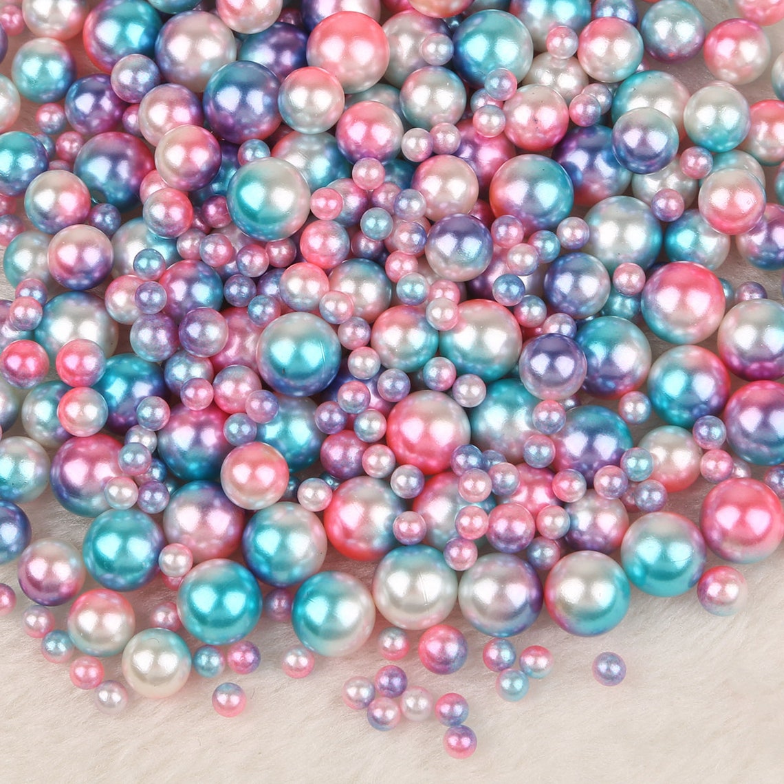 250 Pcs Pink Blue Ombre Pearl Beads, Ombre Pastel Caviar Pearls, Round ...