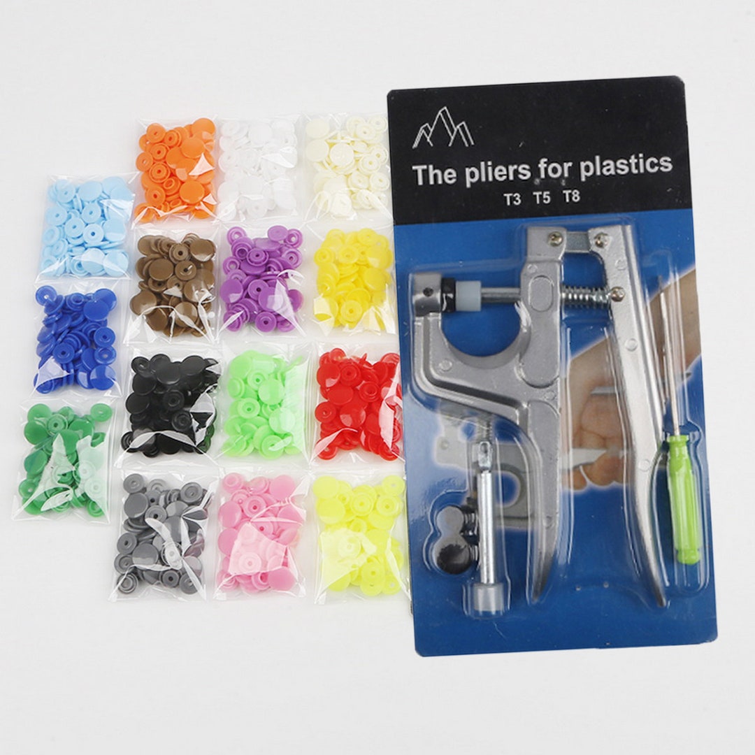15 COLORS Glossy Snap Fasteners With Snap Pliers Set, Snap Button Kit ...