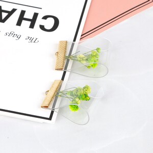 4pc Clear PVC Dried Flower Charms, PVC Vinyl Pendants, Looped Jelly ...