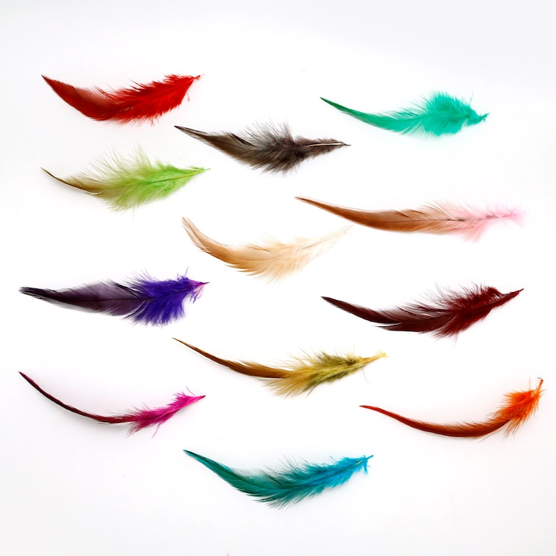 100 Mix Color Rooster Feathers - 4-6 Inch - Loose Feathers - Real ...