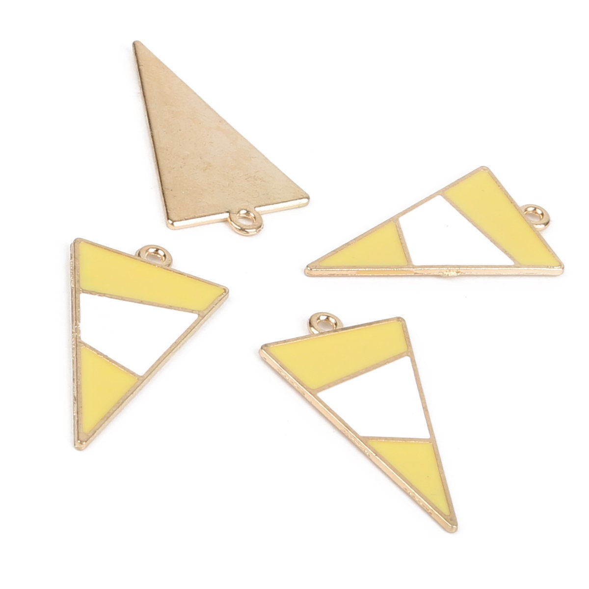 10 Enamel Gold Picasso Triangle Charm Earring Pink Small - Etsy UK