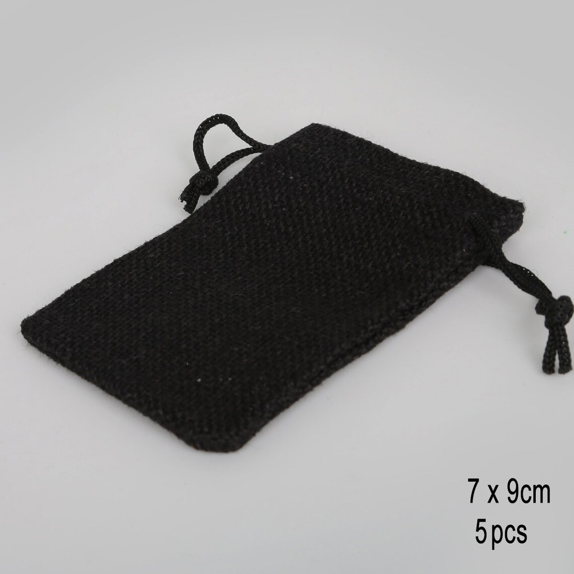 5pcs Black Burlap Pouches 3 SIZES - Burlap Gift Bags - Black Pouches ...
