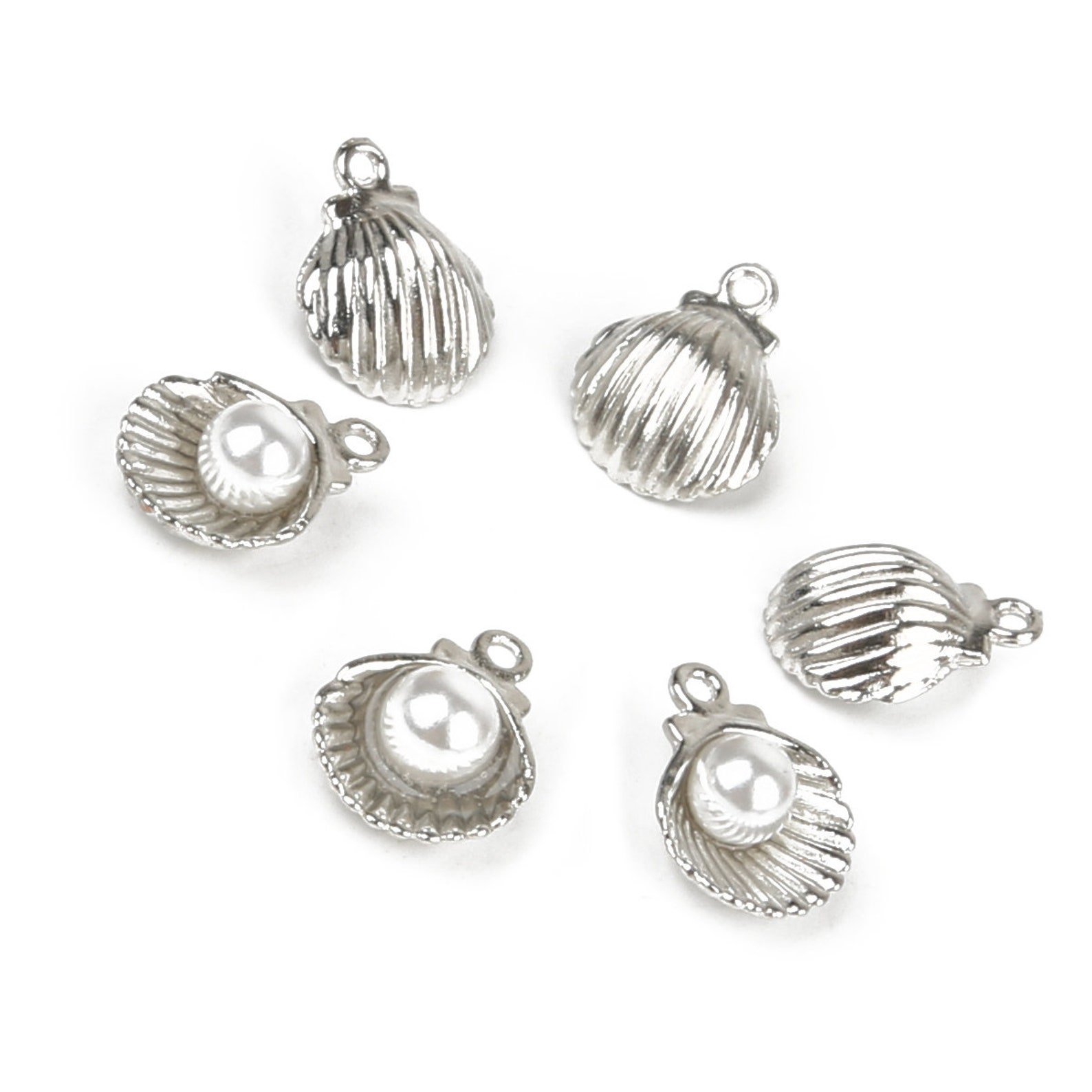 10pcs Shell Pearl Charms, Shell Charms, Shell Pearl Earring, Gold Shell ...