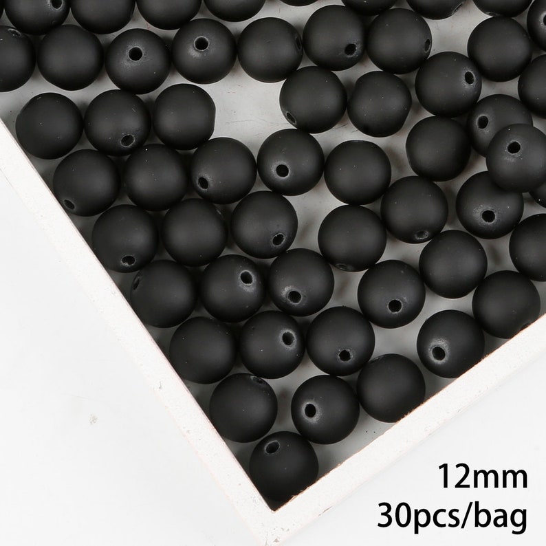 Matte Black Acrylic Beads Round 6mm 8mm 10mm 12mm 14mm 16mm - Etsy