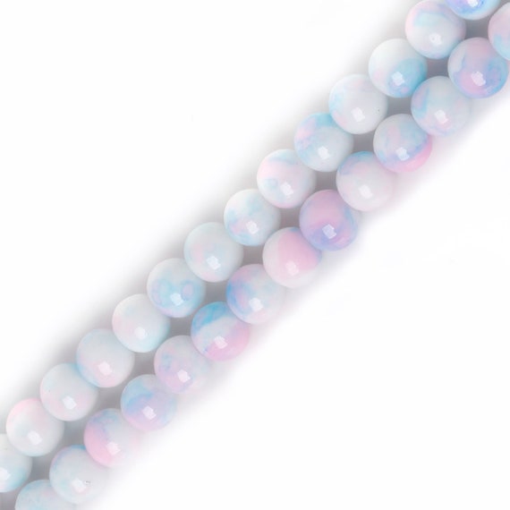 8mm Blue Pink Glass Marble Round Beads Blue Pink Mottled - Etsy