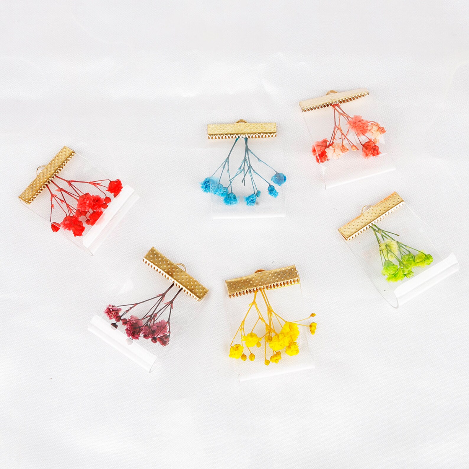 4pc Clear PVC Dried Flower Charms, PVC Vinyl Pendants, Looped Jelly ...