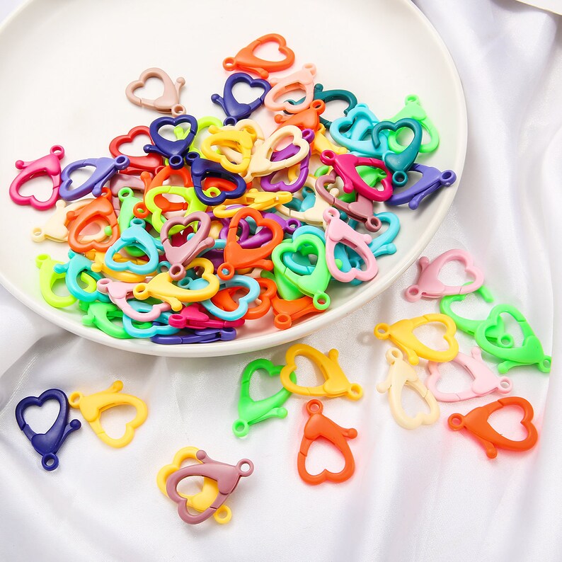 20x30mm Assorted Color Heart Clasps Keychain Plastic Rainbow - Etsy