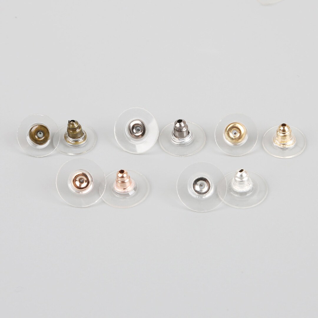 50 Pcs Clear Plastic Earring Backs Earring Nuts Ear Post Stoppers ...