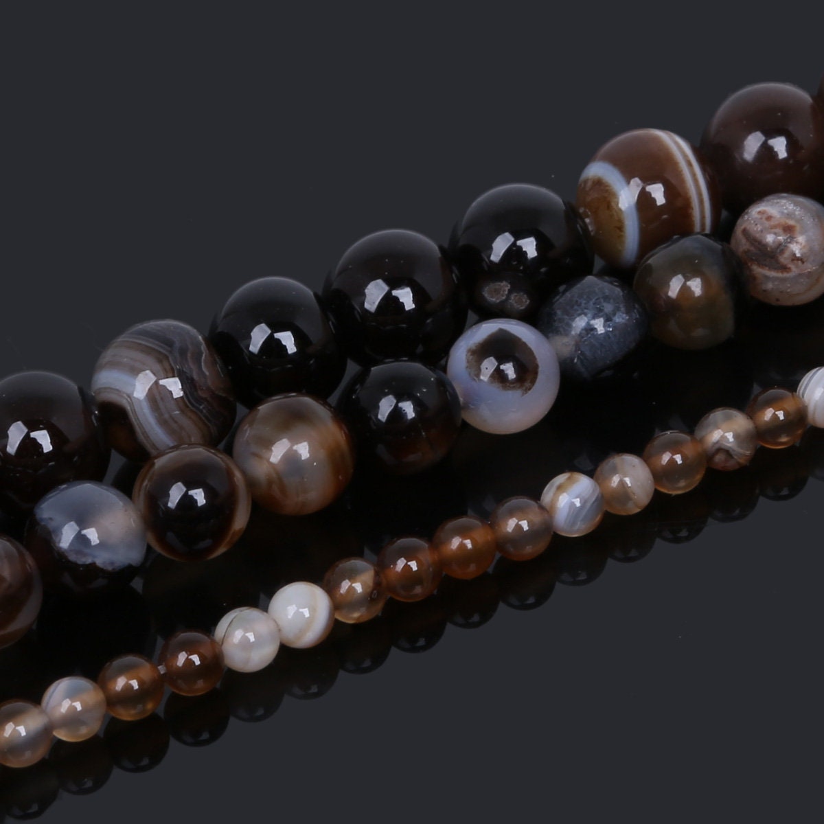 Brown Coffee Stripe Agate Beads, 4mm 8mm 10mm, Round Brown Agate Beads ...