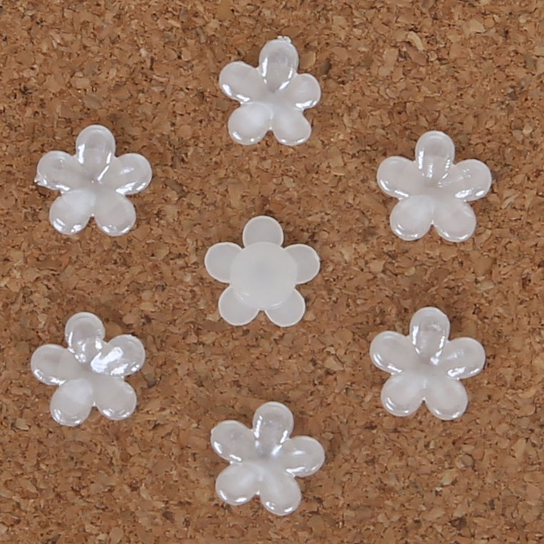200PCS Ivory Flower Flatback Pearl Cabochons for Embellishments - 8mm ...