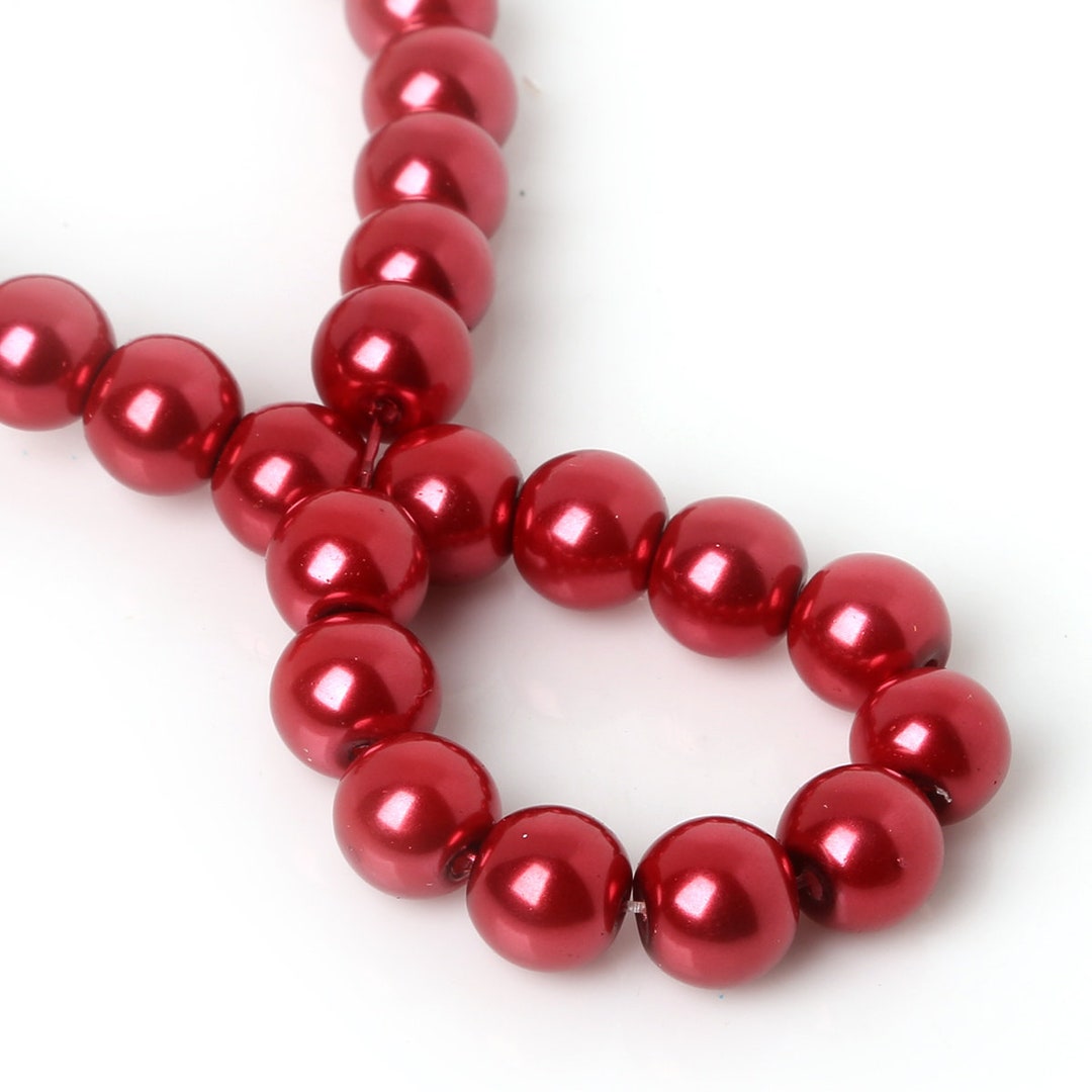Red Glass Pearl Crystal Beads - Red Pearl Beads - Red Crystal Beads ...