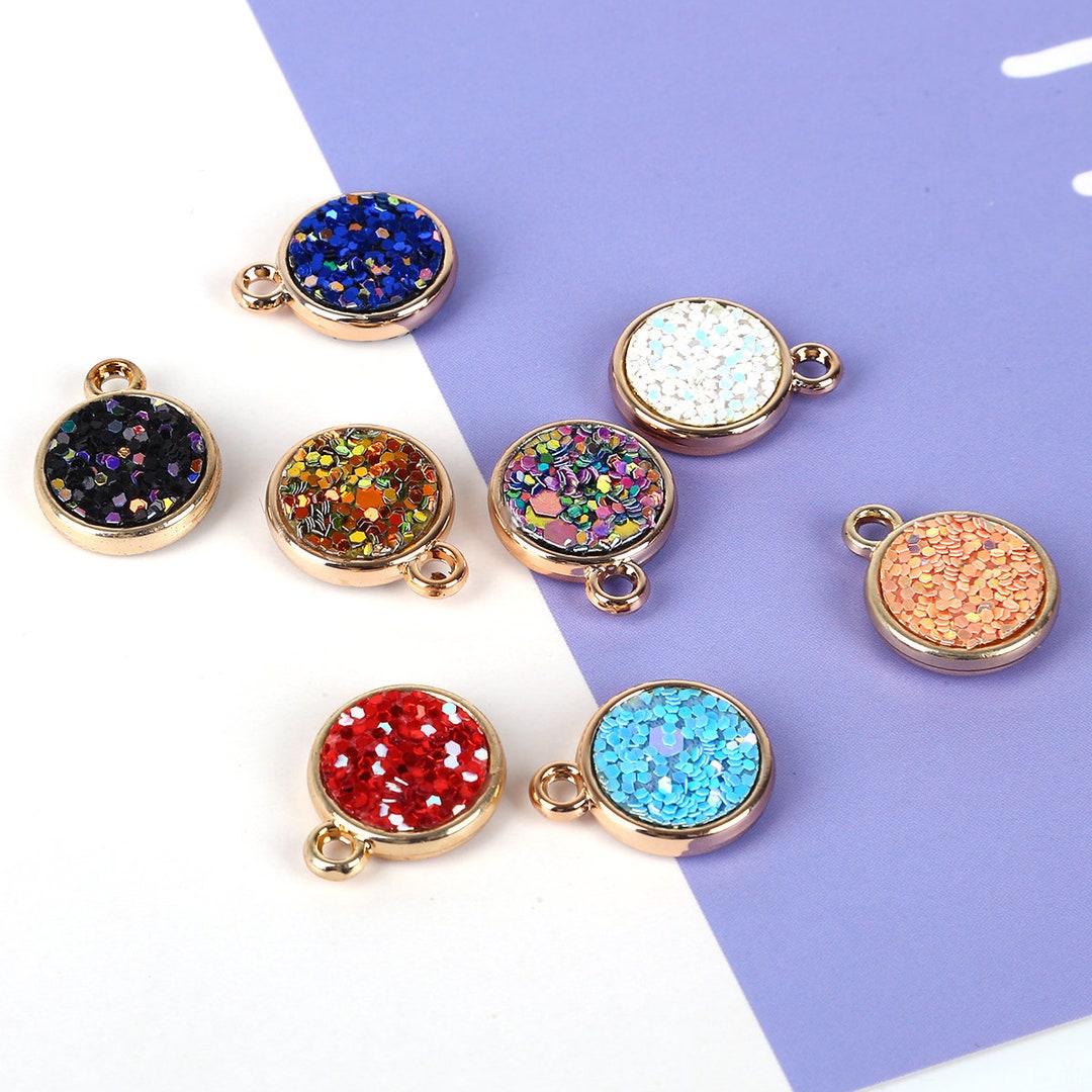 Round Connect Charms, Fashion PVC Resin Sequins Charms for DIY Earrings ...