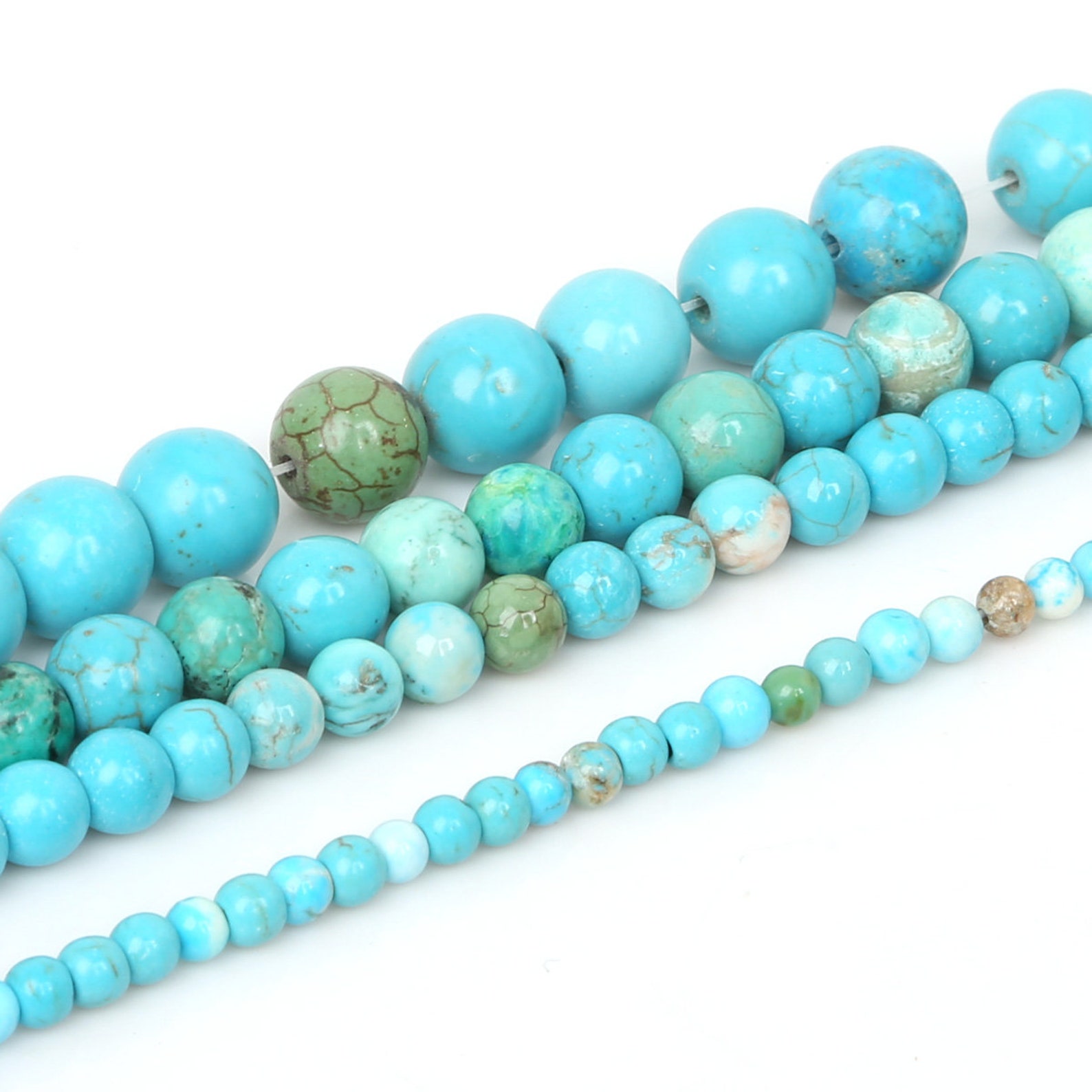 Natural Blue Turquoise Round Beads Gemstone Beads Blue - Etsy