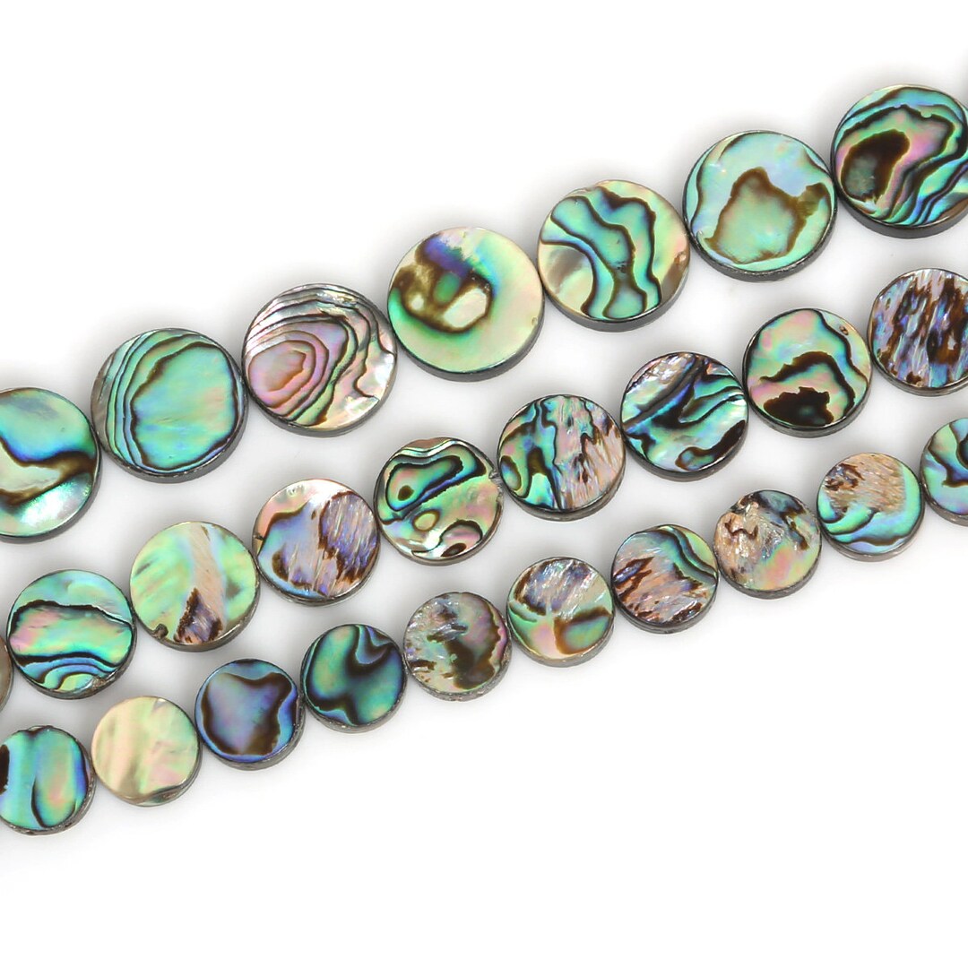Natural Abalone Shell Flat Round Beads, 10mm 12mm 15mm, 15" Strand - Etsy