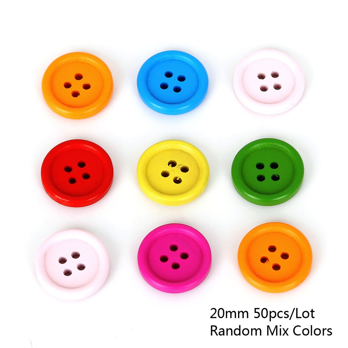 15-30mm Mixed Size Wood Assorted Round Buttons - Round Resin Four Hole ...