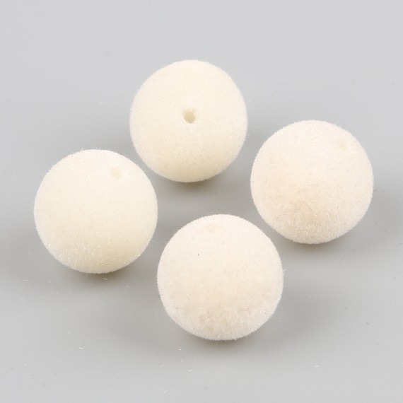 8/10/12/16 mm White Acrylic Round Ball Flocked Velvet Beads | Etsy