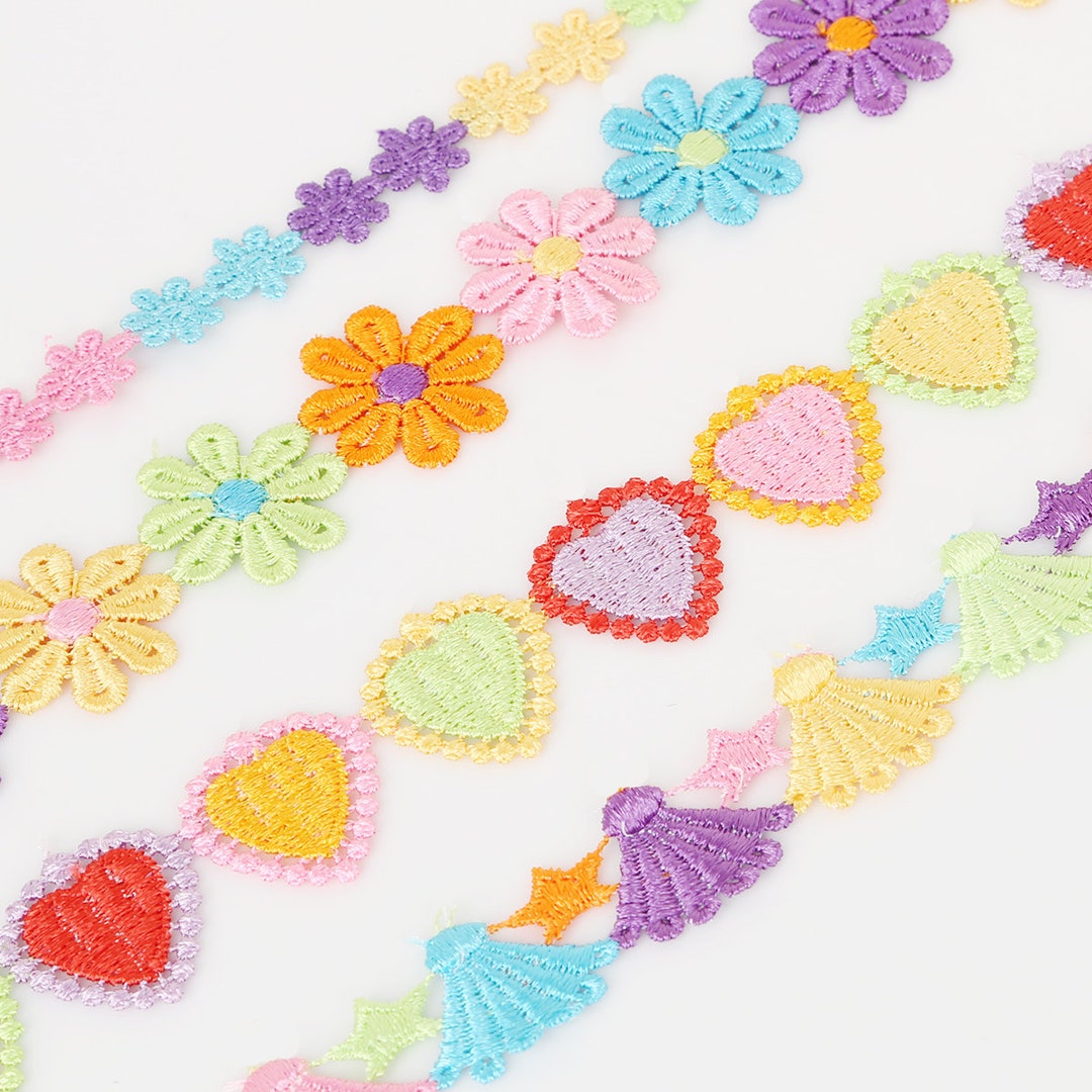 Assorted Lace Trim - Flower Lace Trim - Heart Lace Trim - Colorful Lace ...