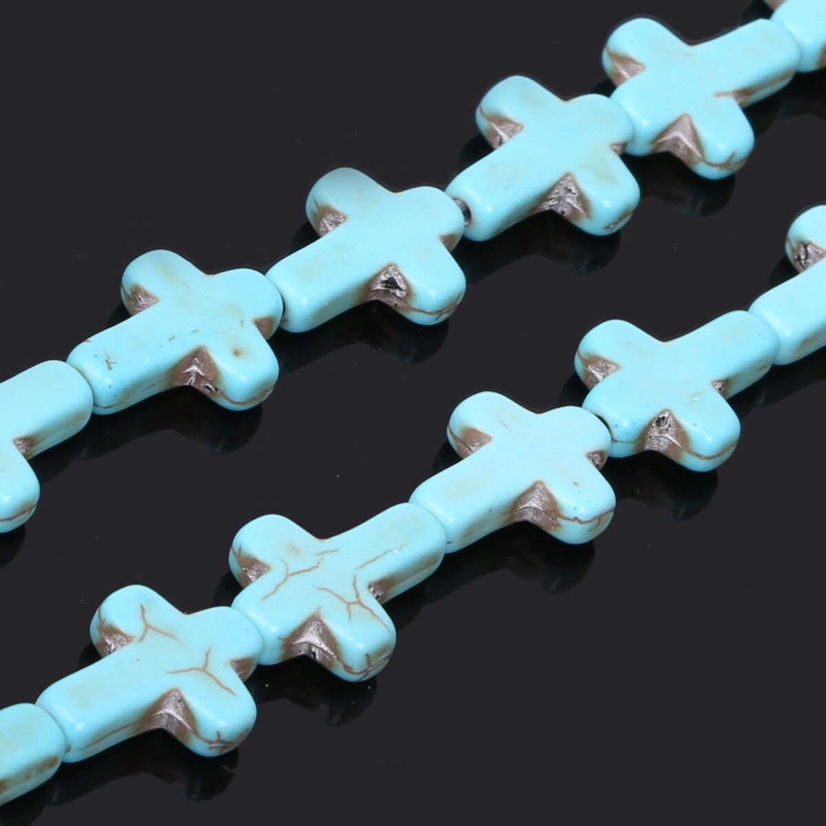 Turquoise Cross Beads, Stone Crosses, Turquoise Howlite Crosses ...