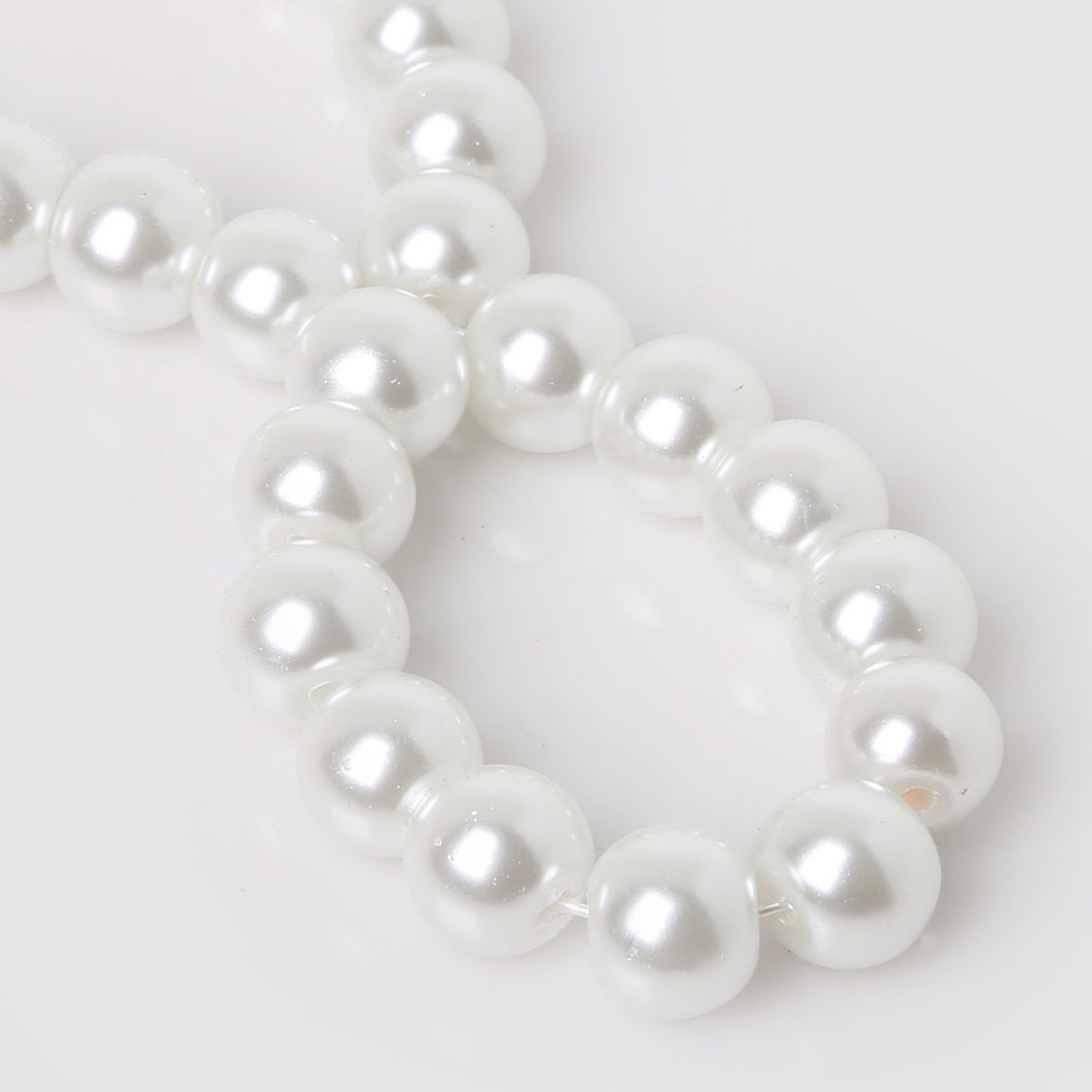 White Glass Pearl Crystal Beads - White Pearl Beads - White Crystal ...