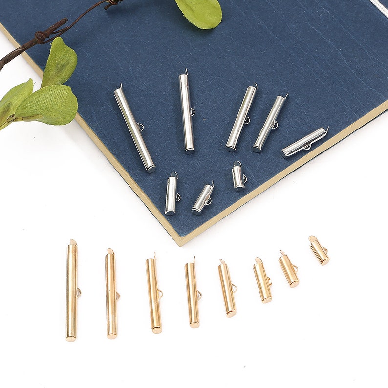 10-40mm Gold or Silver Steel Tube End Clips - Cord Clips Bead Pods ...
