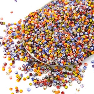 3mm Striped Glass Beads in 10 Colors - 1mm Hole Size - 650 Pieces ...