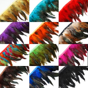 12 Colors Goose Two Tone Feather Fringe Trim | 15-20cm 1 Meter | Multi ...