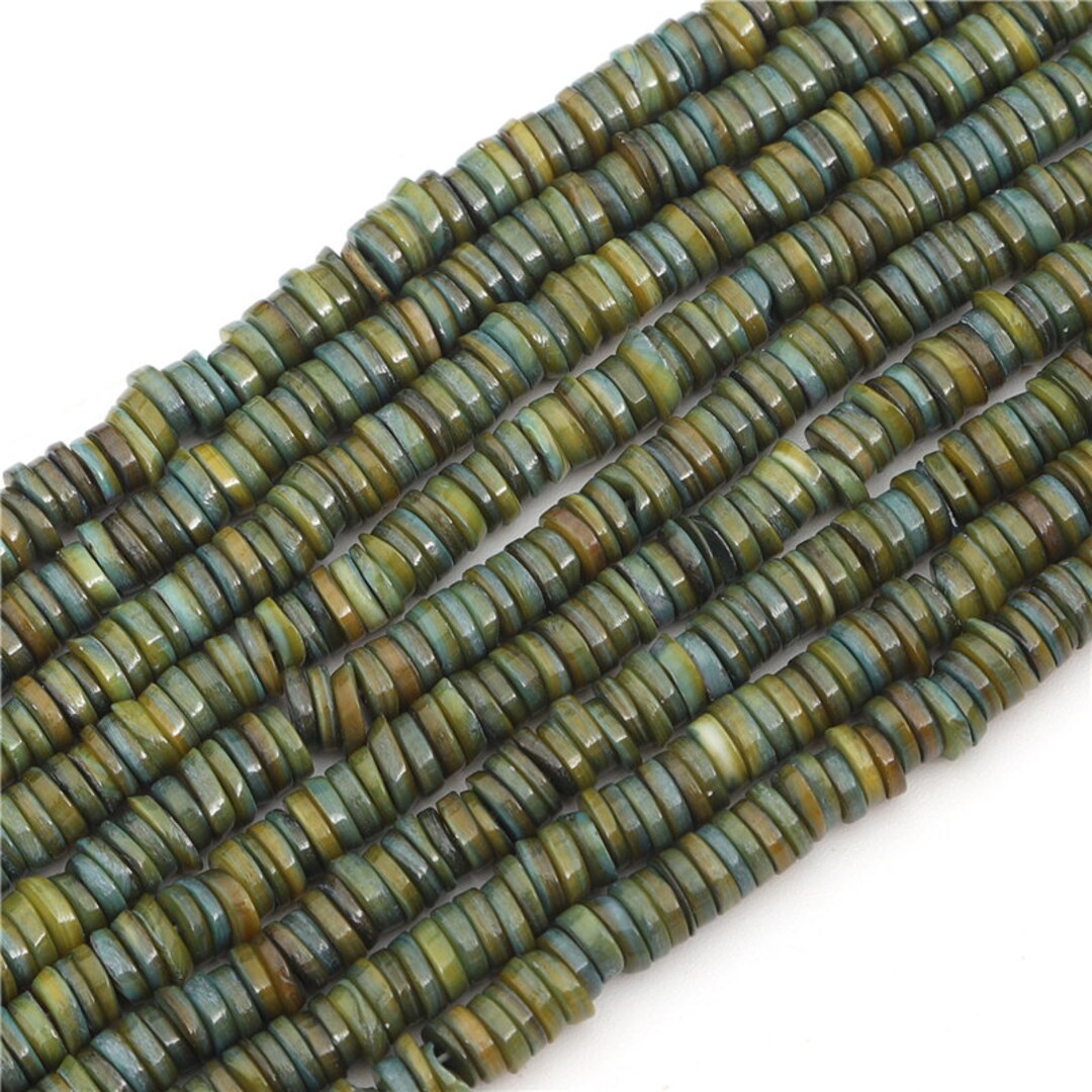 8mm Olive Green Natural Shell Heishi Beads, Olive Beads, Olive Shell ...