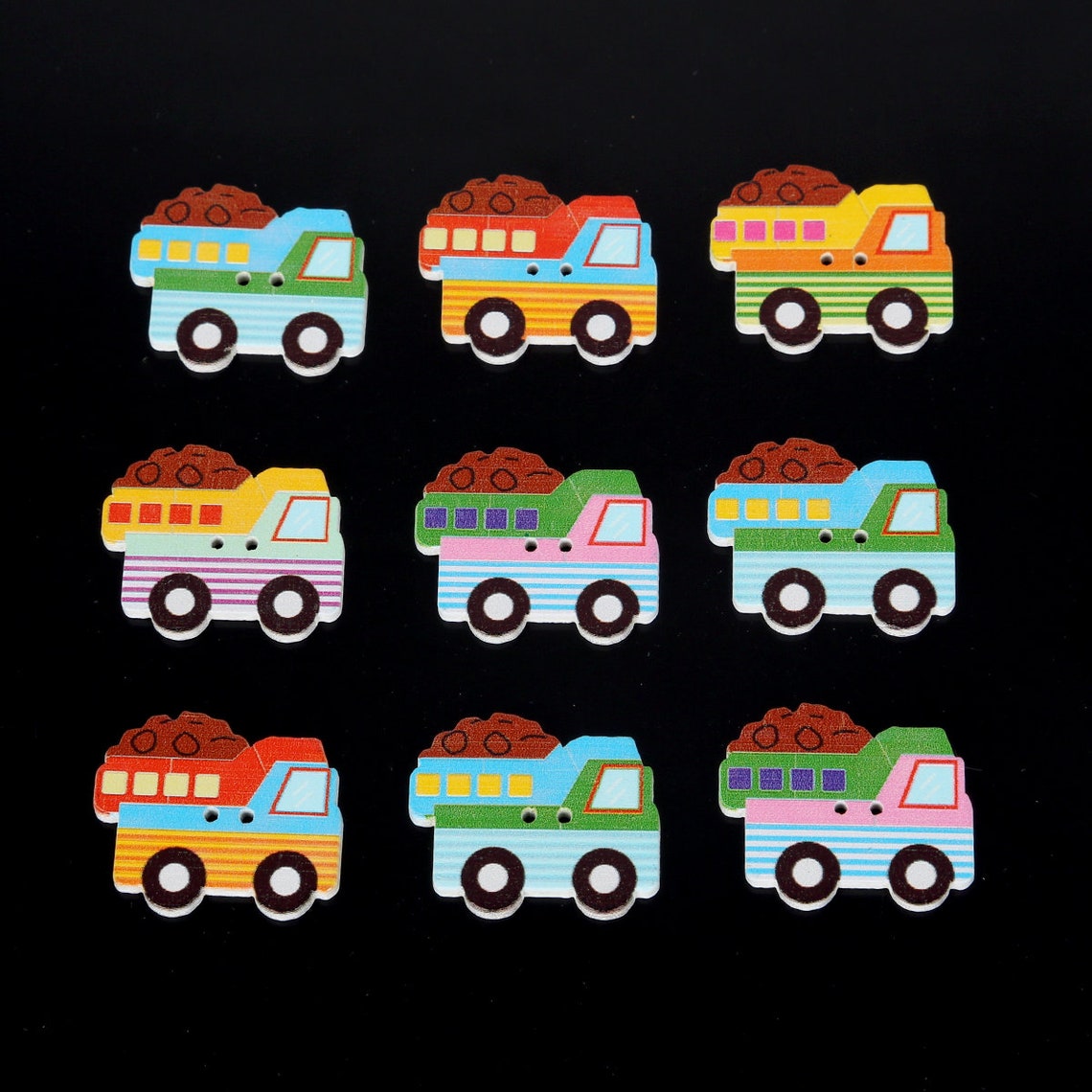 50pcs Truck Theme Wooden Buttons Two Hole Mix Truck | Etsy