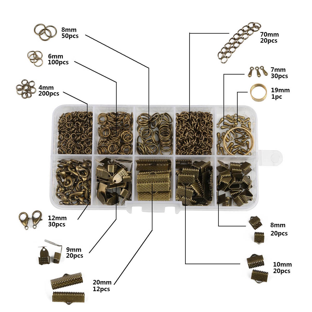 Necklace Findings Kit in Gold, Silver or Bronze - Jewelry Findings Box ...