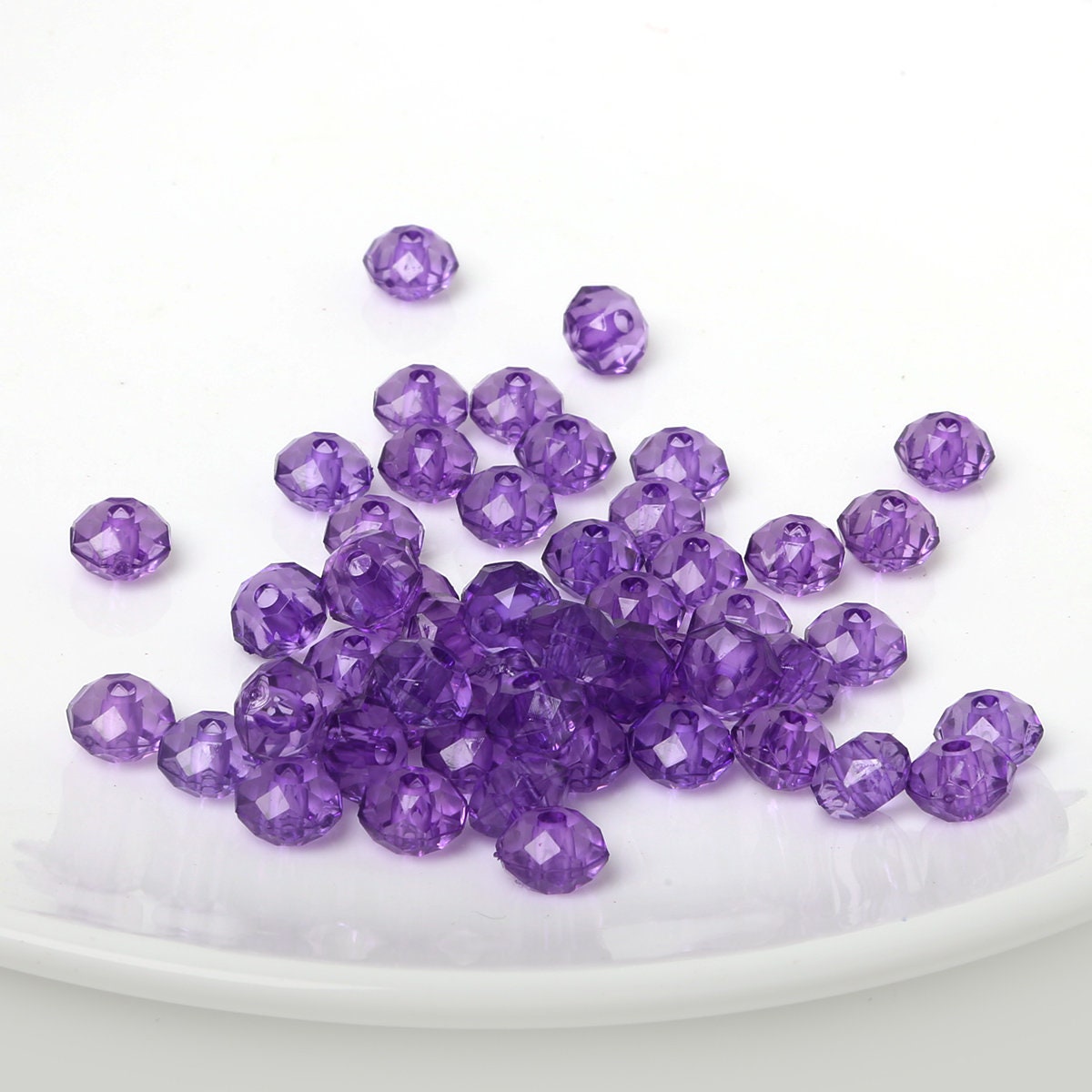 9 Colors of Transparent Acrylic Flat Rondelle Faceted Beads | Etsy