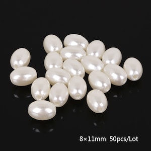 4 SIZES White Oval Pearl Beads, Ivory Oval Pearl Beads, Faux Pearl Oval ...