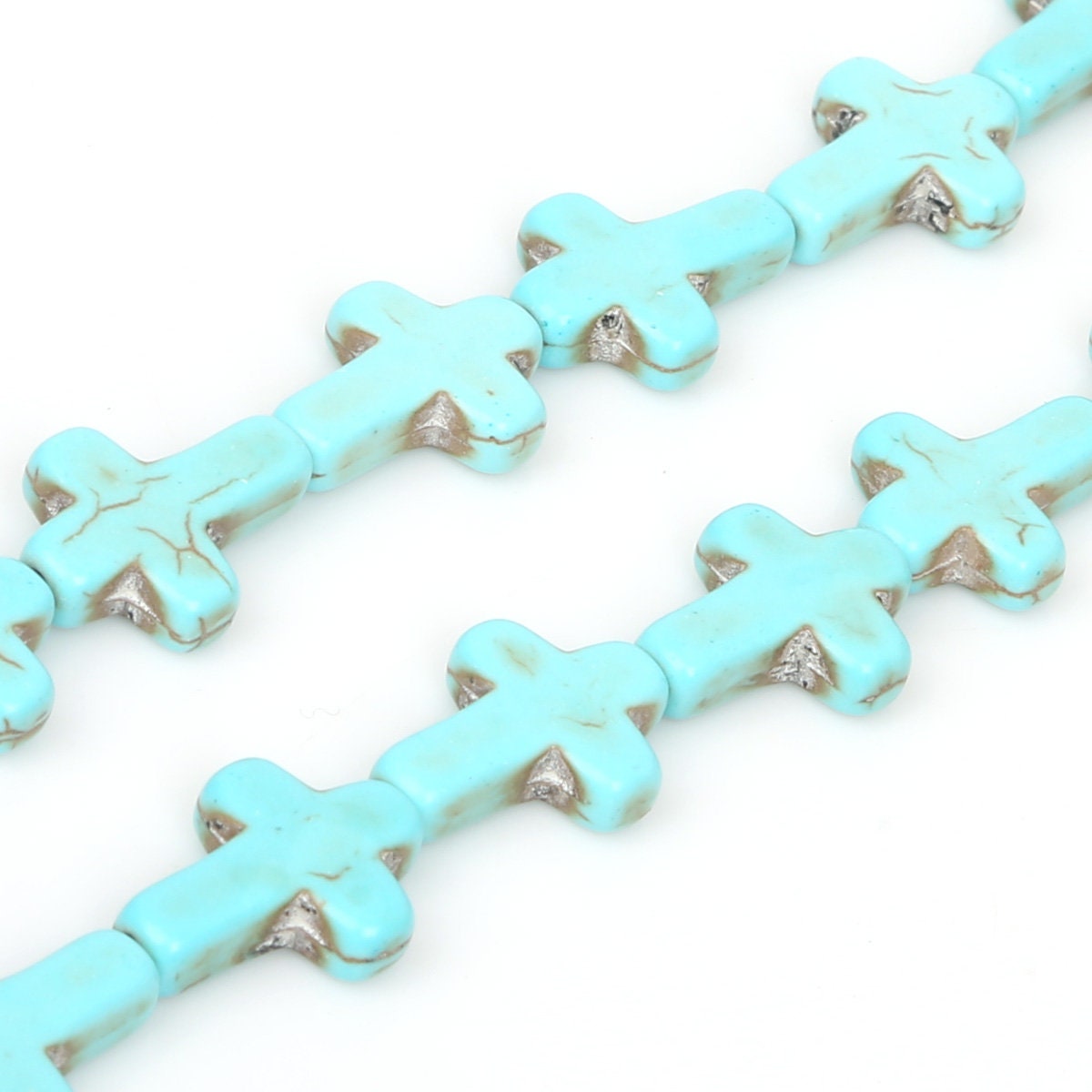 Turquoise Cross Beads, Stone Crosses, Turquoise Howlite Crosses ...