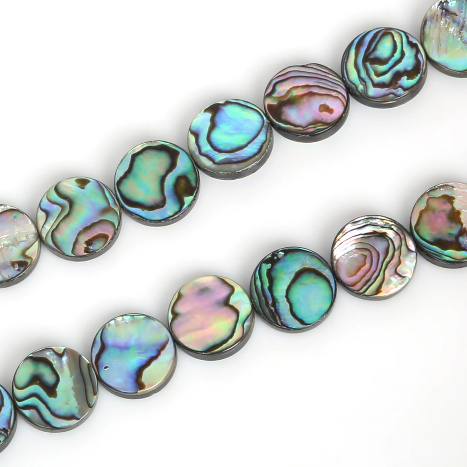 Natural Abalone Shell Flat Round Beads, 10mm 12mm 15mm, 15