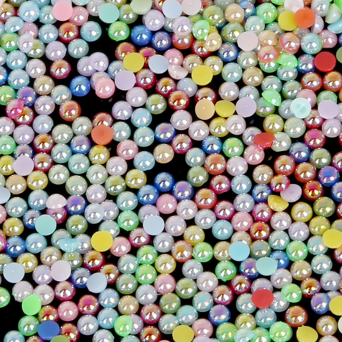 8 SIZES Iridescent Assorted Flatback Half Round Pearls for ...