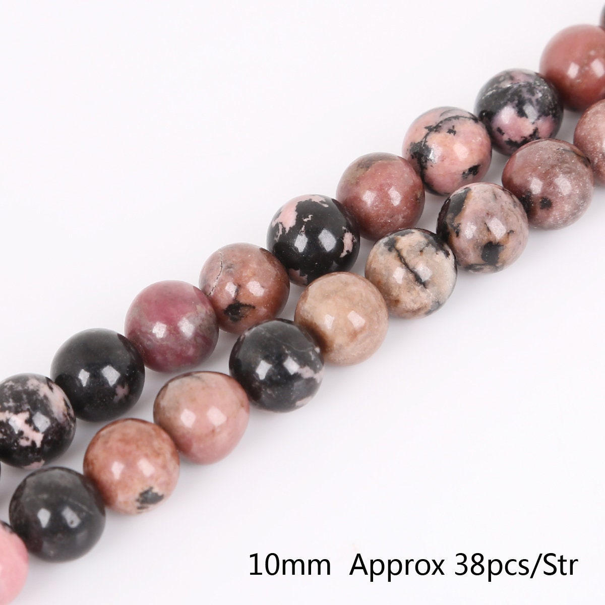 Natural Black Rhodonite Beads Red Black Web Semi-precious | Etsy