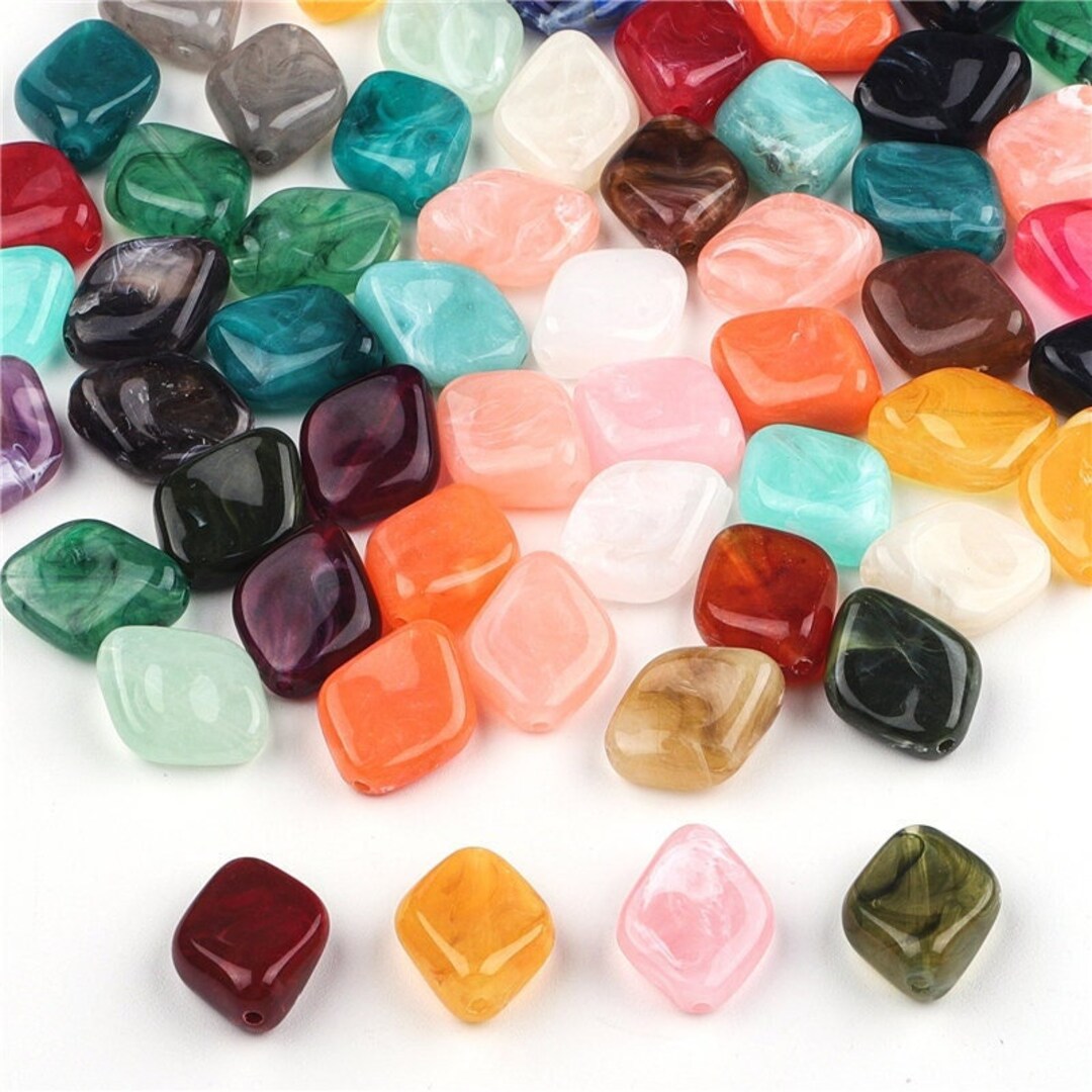 Mixed Color Irregular Diamond Shape Bead 20x16mm - 1.5mm Hole - Acrylic ...