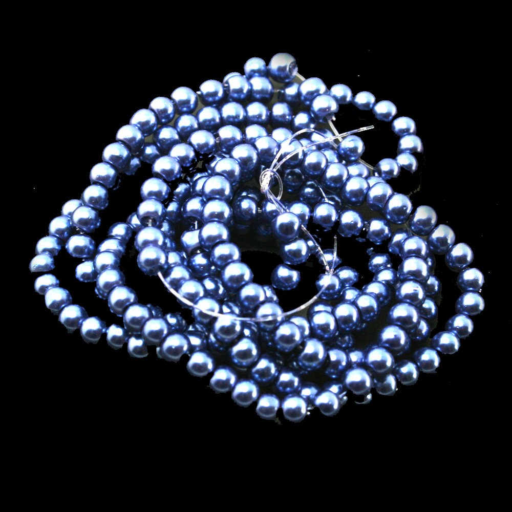 Navy Blue Glass Pearl Crystal Beads Blue Pearl Beads Blue - Etsy