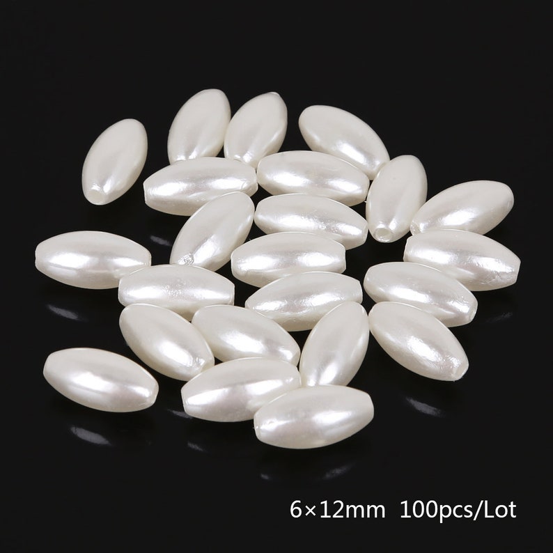 4 SIZES White Oval Pearl Beads, Ivory Oval Pearl Beads, Faux Pearl Oval ...