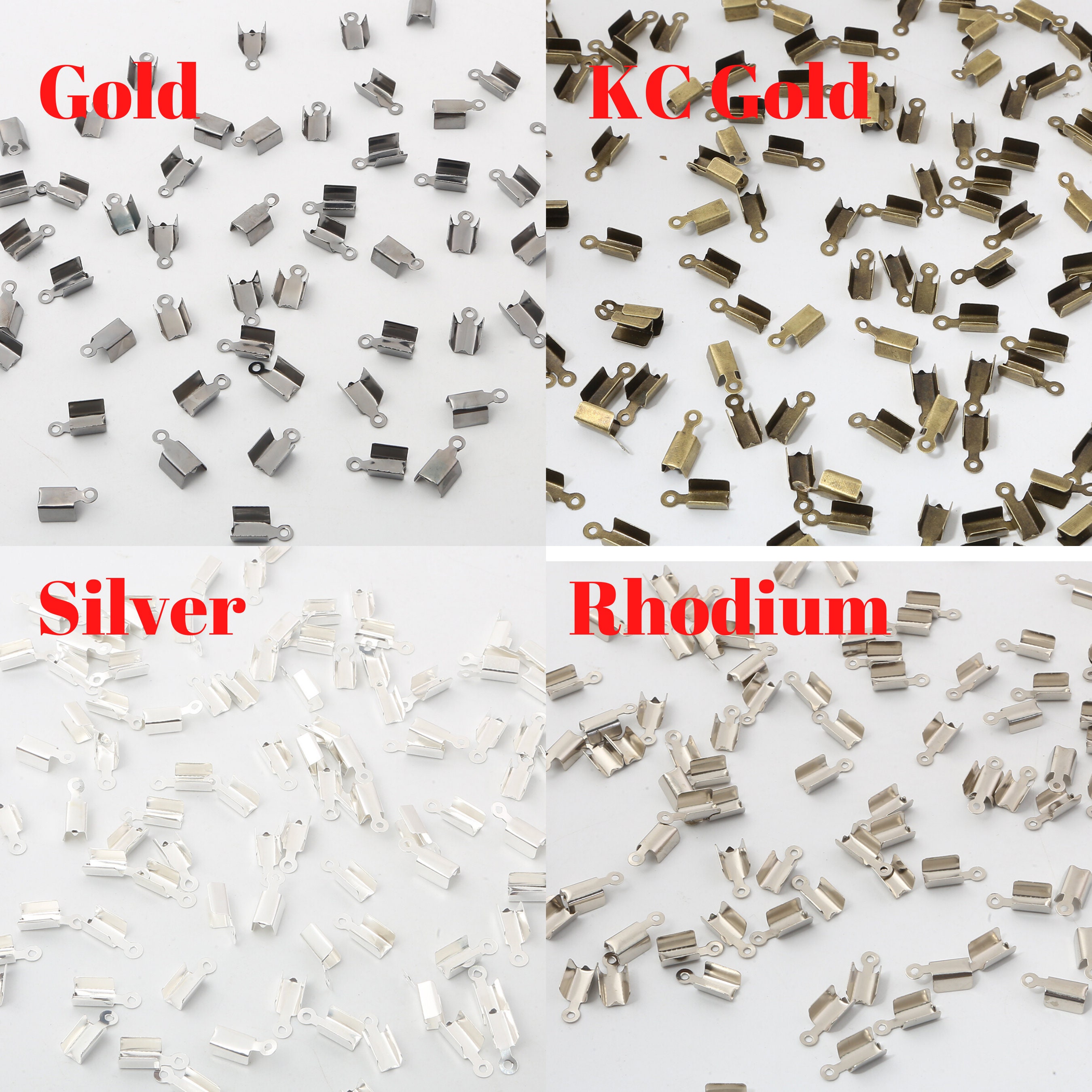 200 Pcs Fold Over Cord Crimp Ends With Loop 3 SIZES Gold | Etsy