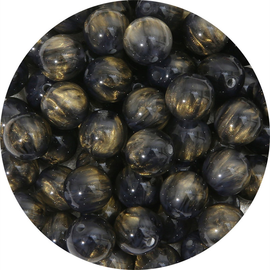 12mm Black Acrylic Shiny Cat Eye Beads - Cateye Beads - Marbled Cat Eye ...